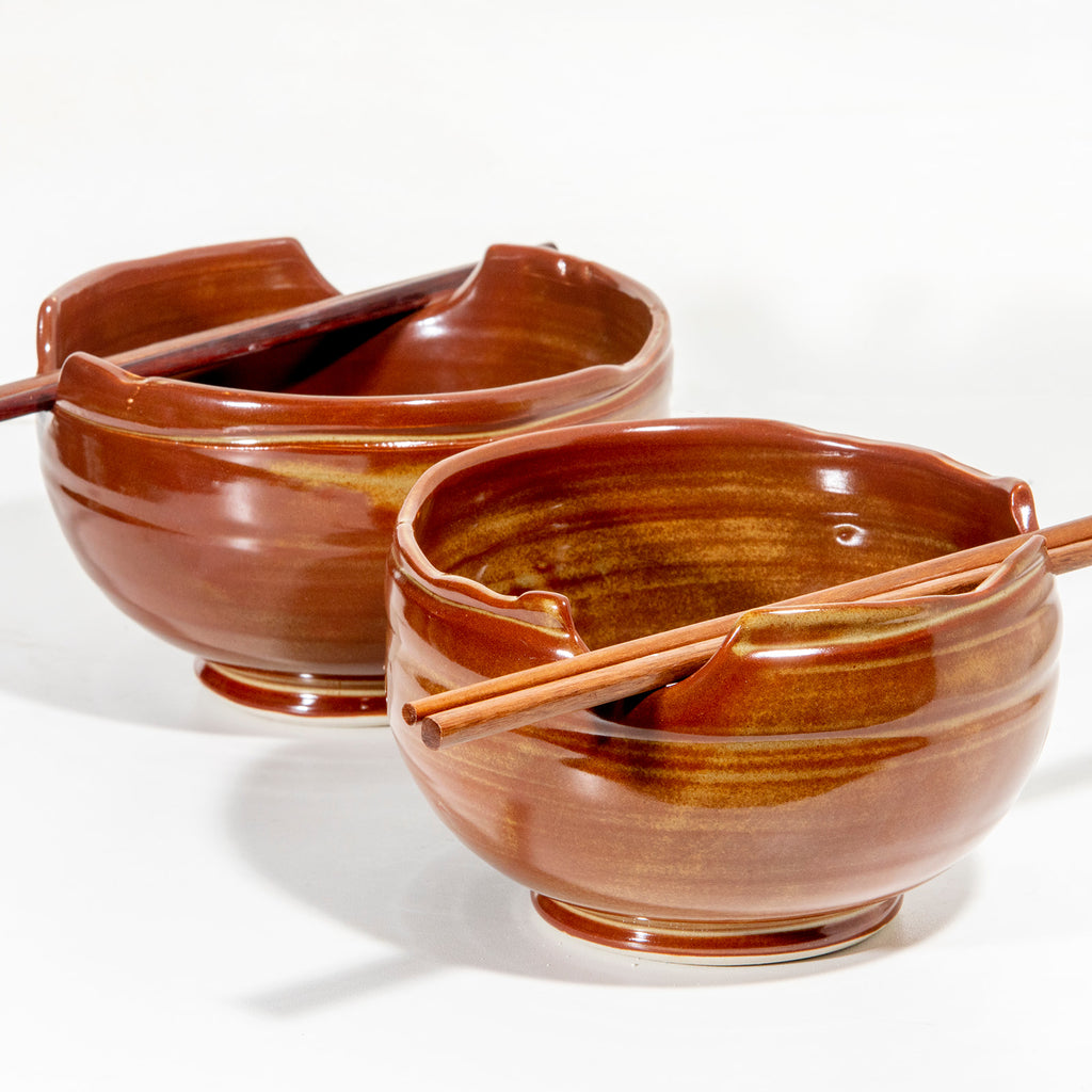 Homewares | Notched Noodle Bowls + Chopsticks - Coffee Toffee Convex D ...