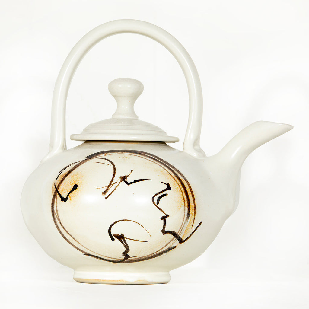 Homewares | Large Teapot - non drip - Clotted Cream with Iron Abstract ...